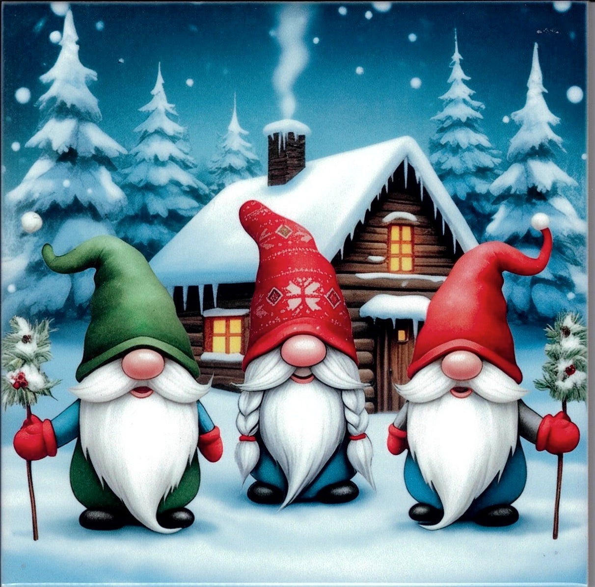 6" Ceramic tile, Three Gnomes – Gift Chalet