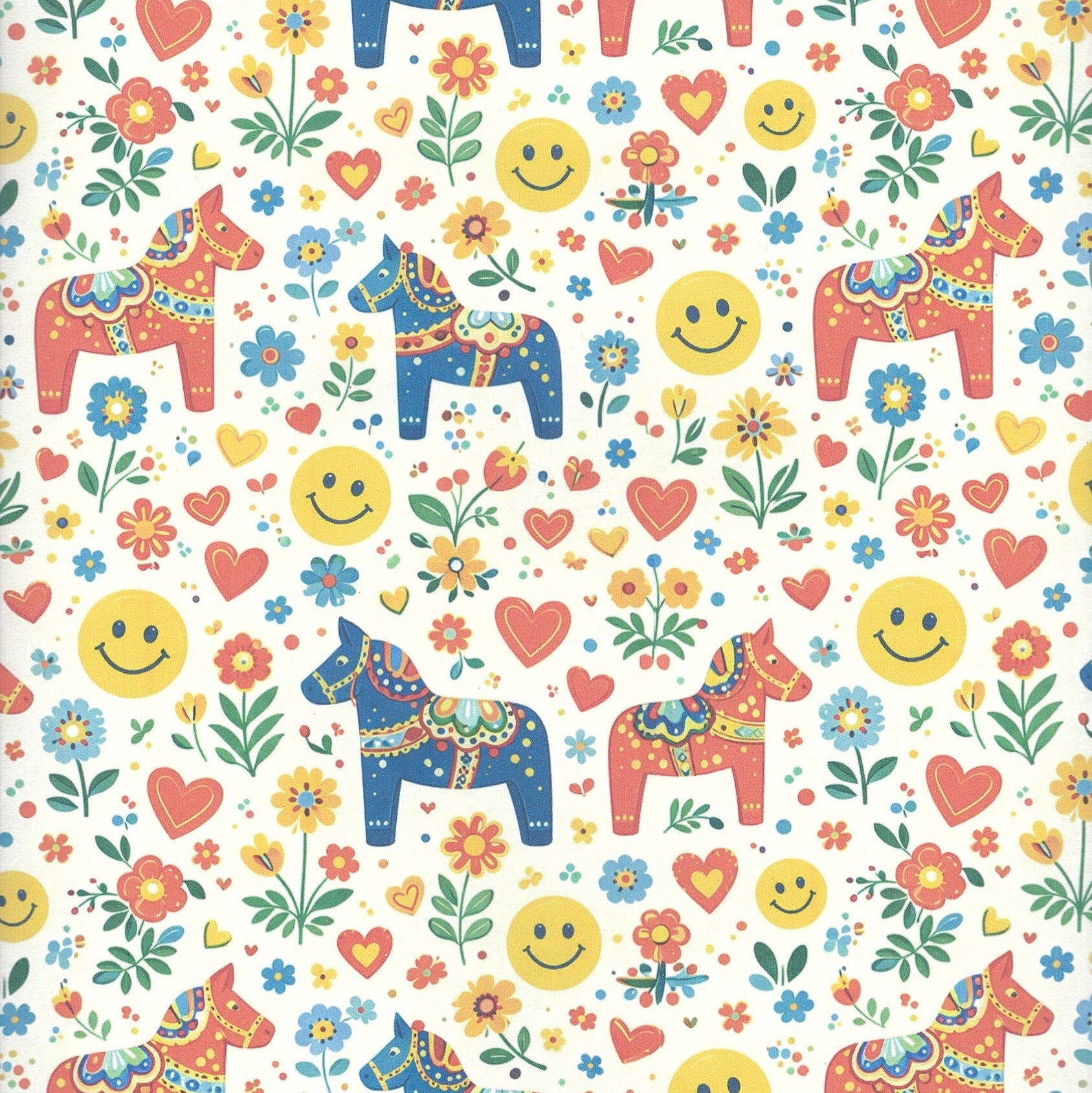 Dala horses with Smiley faces Gift wrap or craft paper – Gift Chalet