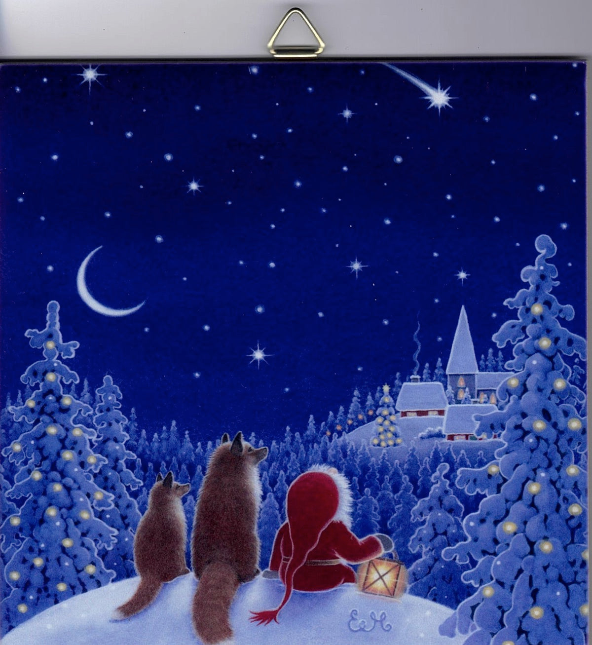 6" Ceramic Tile, Eva Melhuish Tomte with Fox – Gift Chalet
