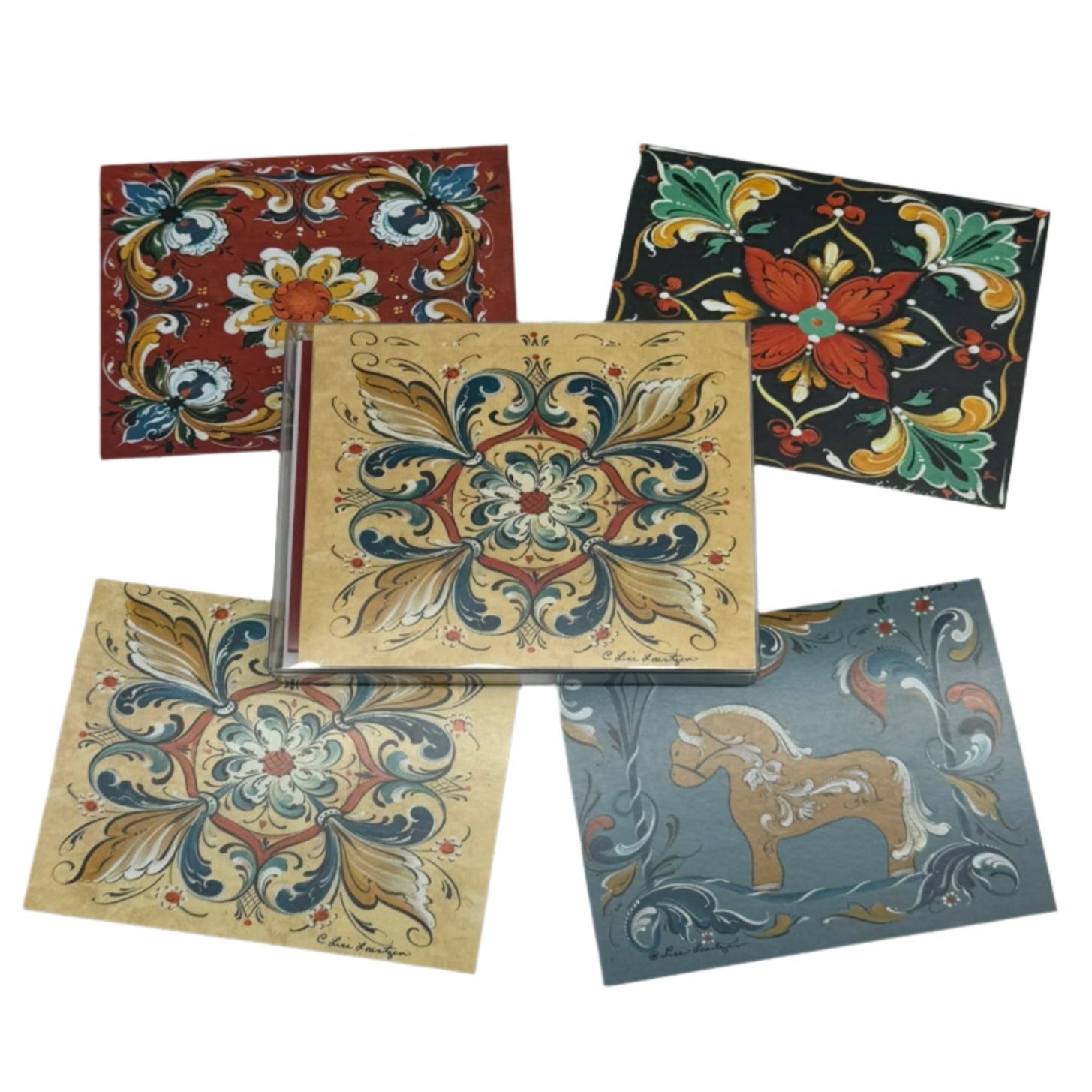 Boxed Note cards, Lise Lorentzen Rosemaling assortment – Gift Chalet
