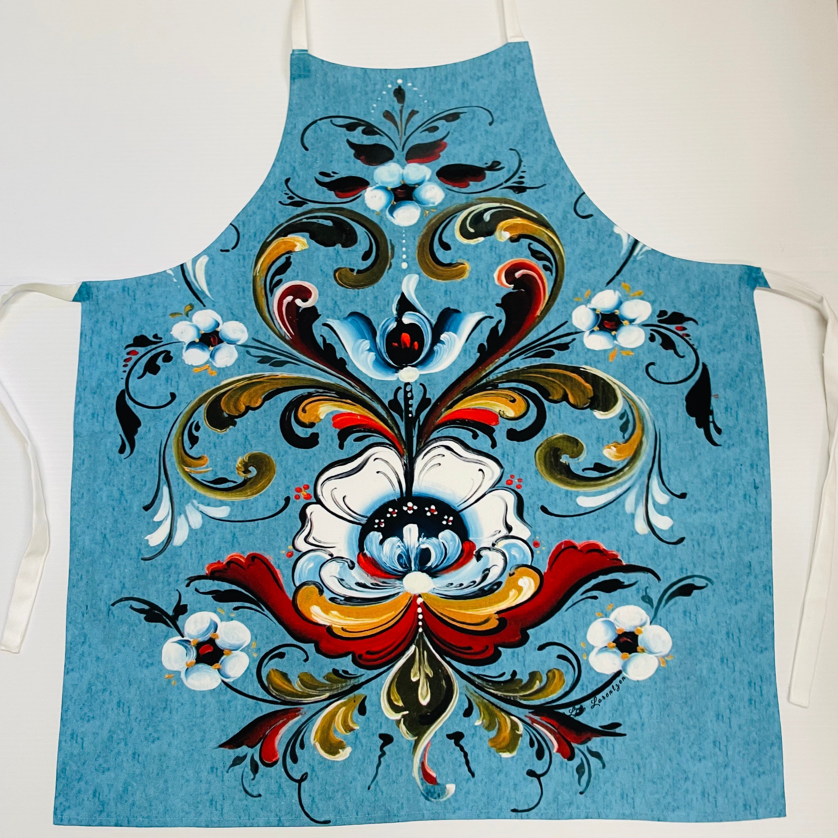 Apron - Lise Lorentzen Blue Rosemaling – Gift Chalet