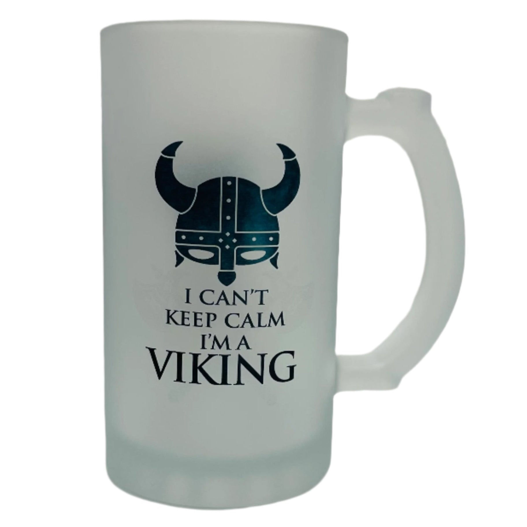 Frosted Glass Beer Mug - I can't keep Calm I'm a Viking – Gift Chalet