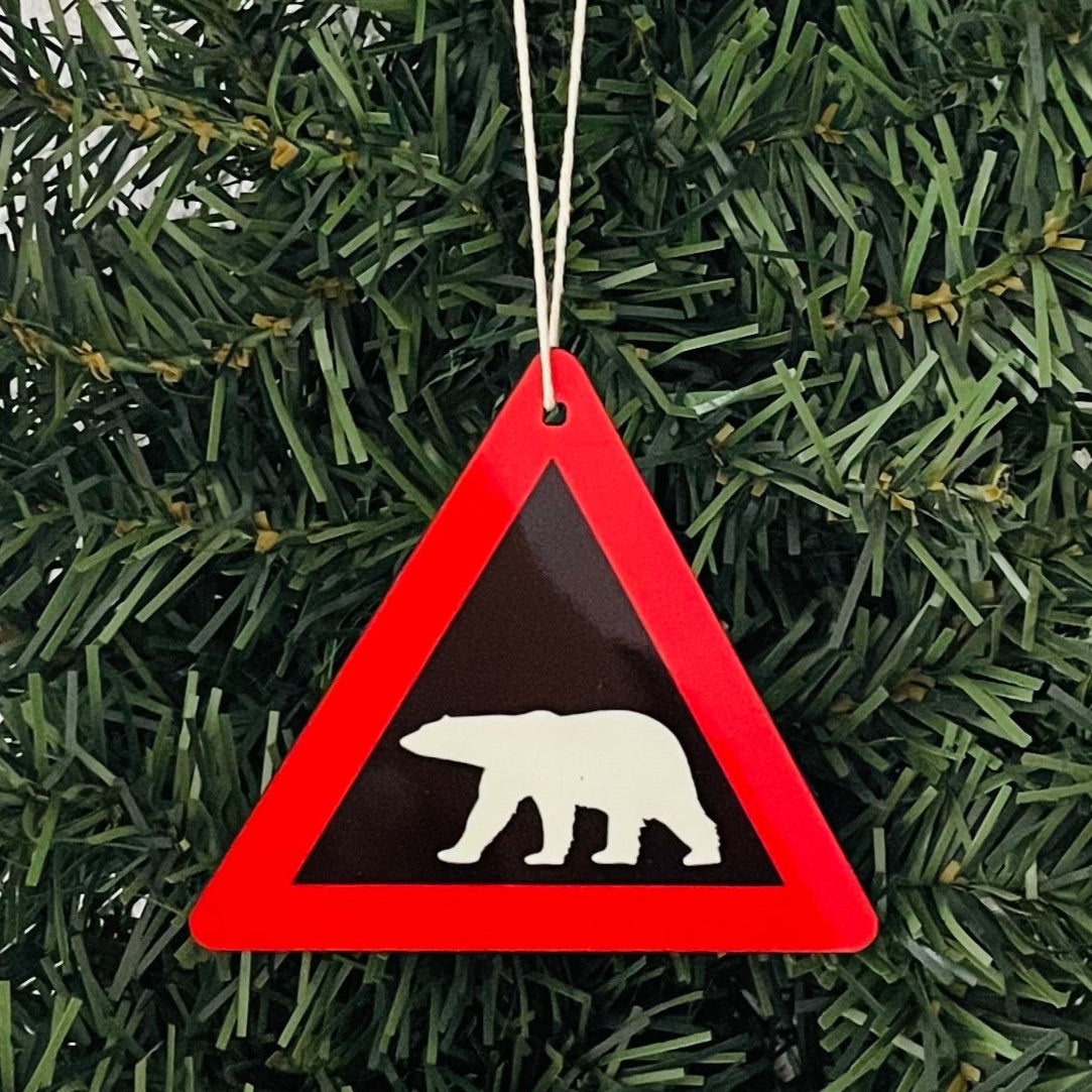 Polar bear crossing sign ornament – Gift Chalet