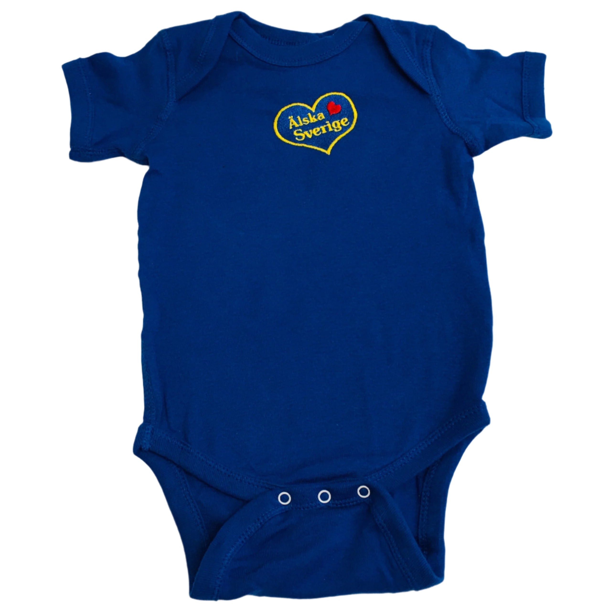 Royal Blue Baby Onezie with Snaps - Embroidered Love Sweden Heart ...