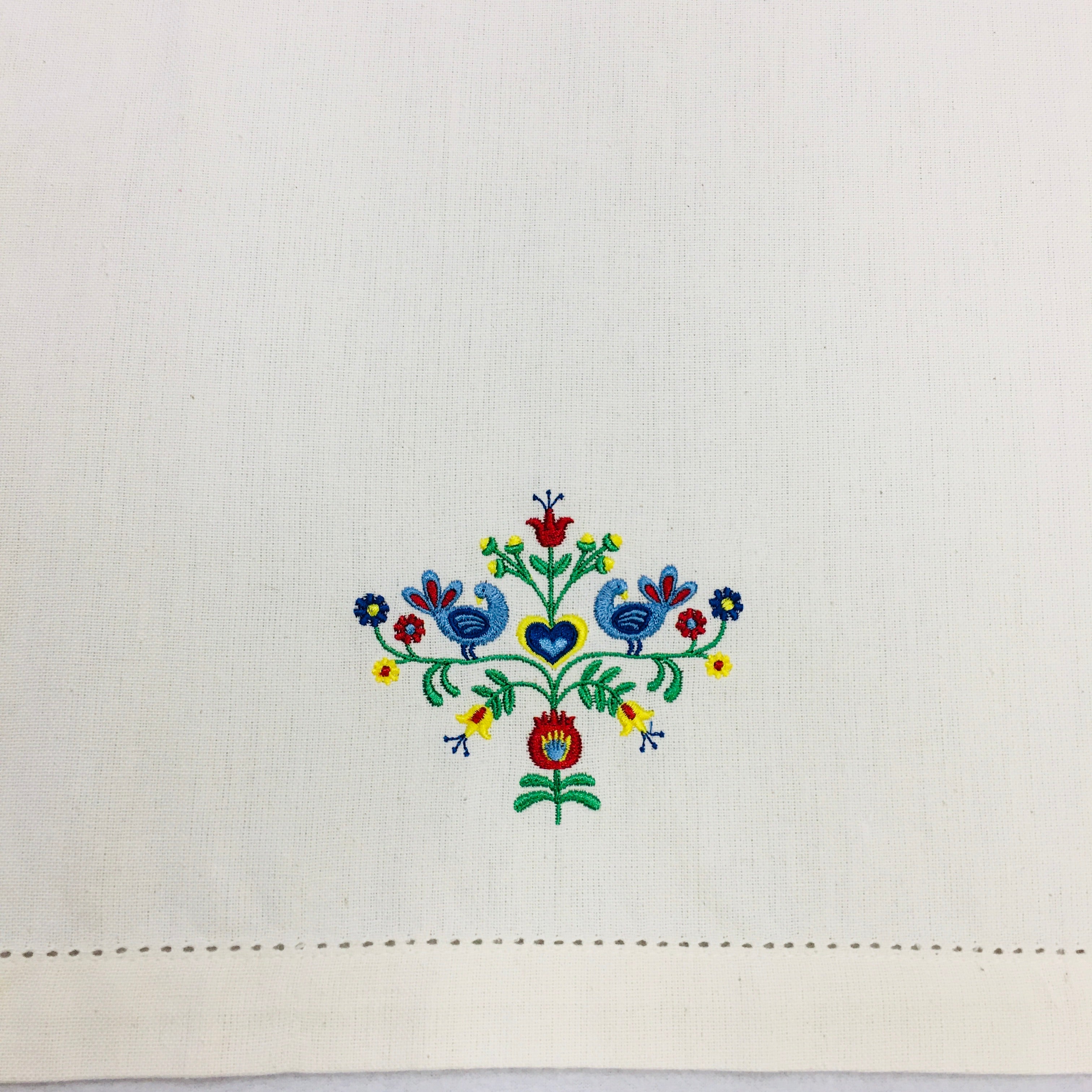 Bluebirds and Flowers Embroidered on Cream 52" Runner – Gift Chalet