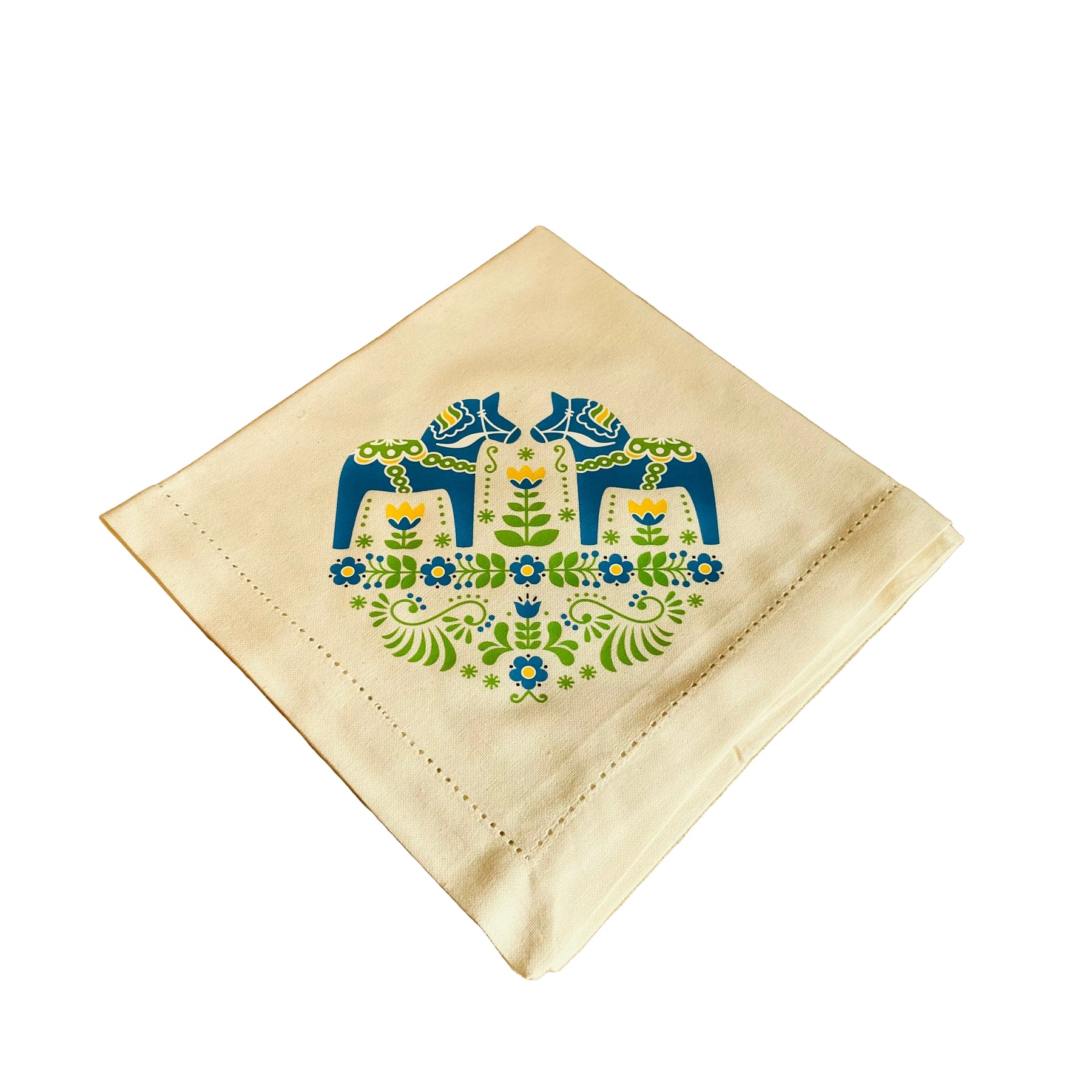 Large Square Napkin Printed Dala Horse & Flowers – Gift Chalet