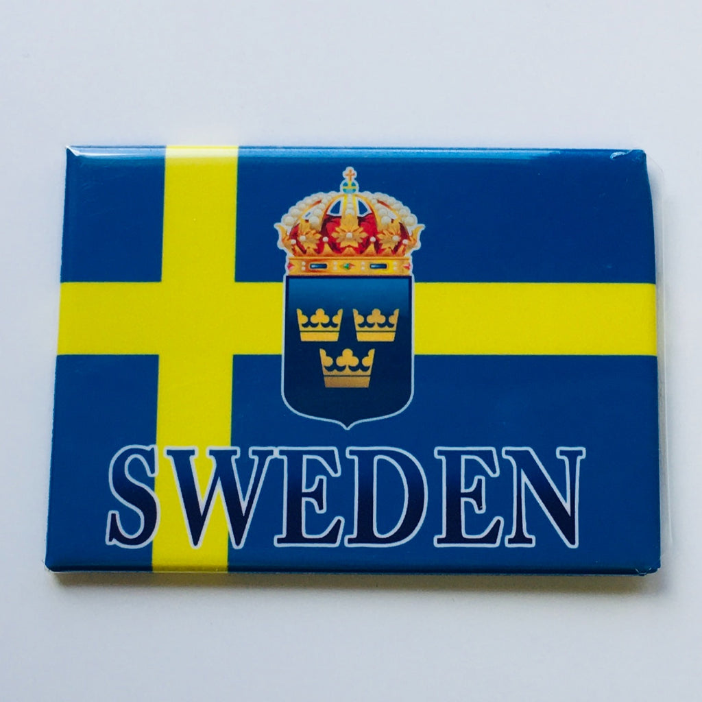Rectangle Magnet, Sweden flag & crest – Gift Chalet