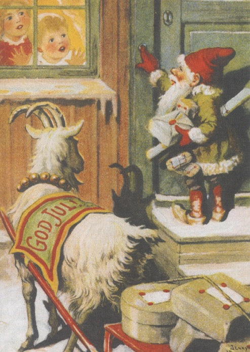 Boxed cards, Jenny Nystrom Tomte & goat delivering gifts – Gift Chalet